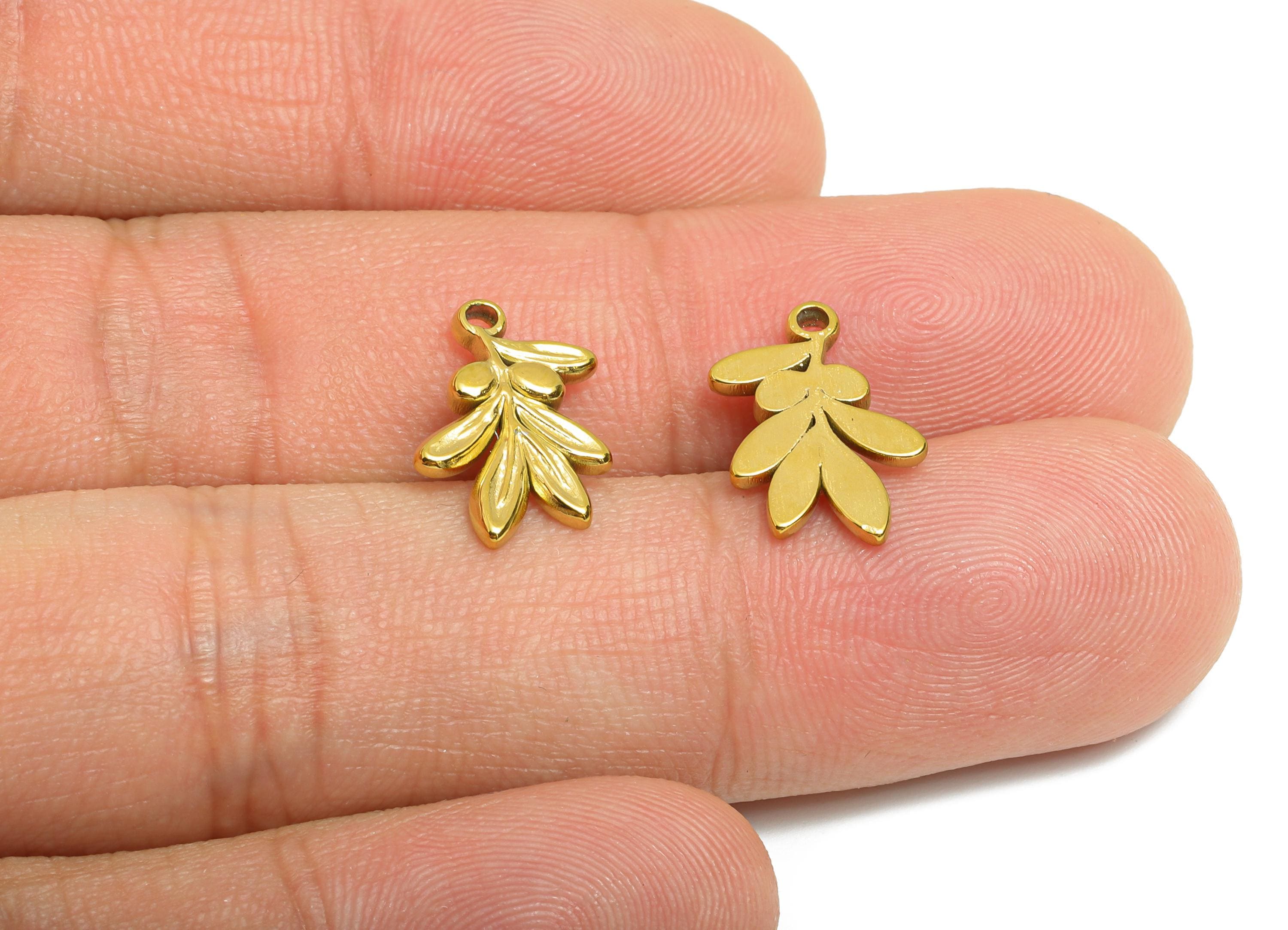 Steel Olive Branch Charm - Good Lucky Leaf Charm for Necklace ...