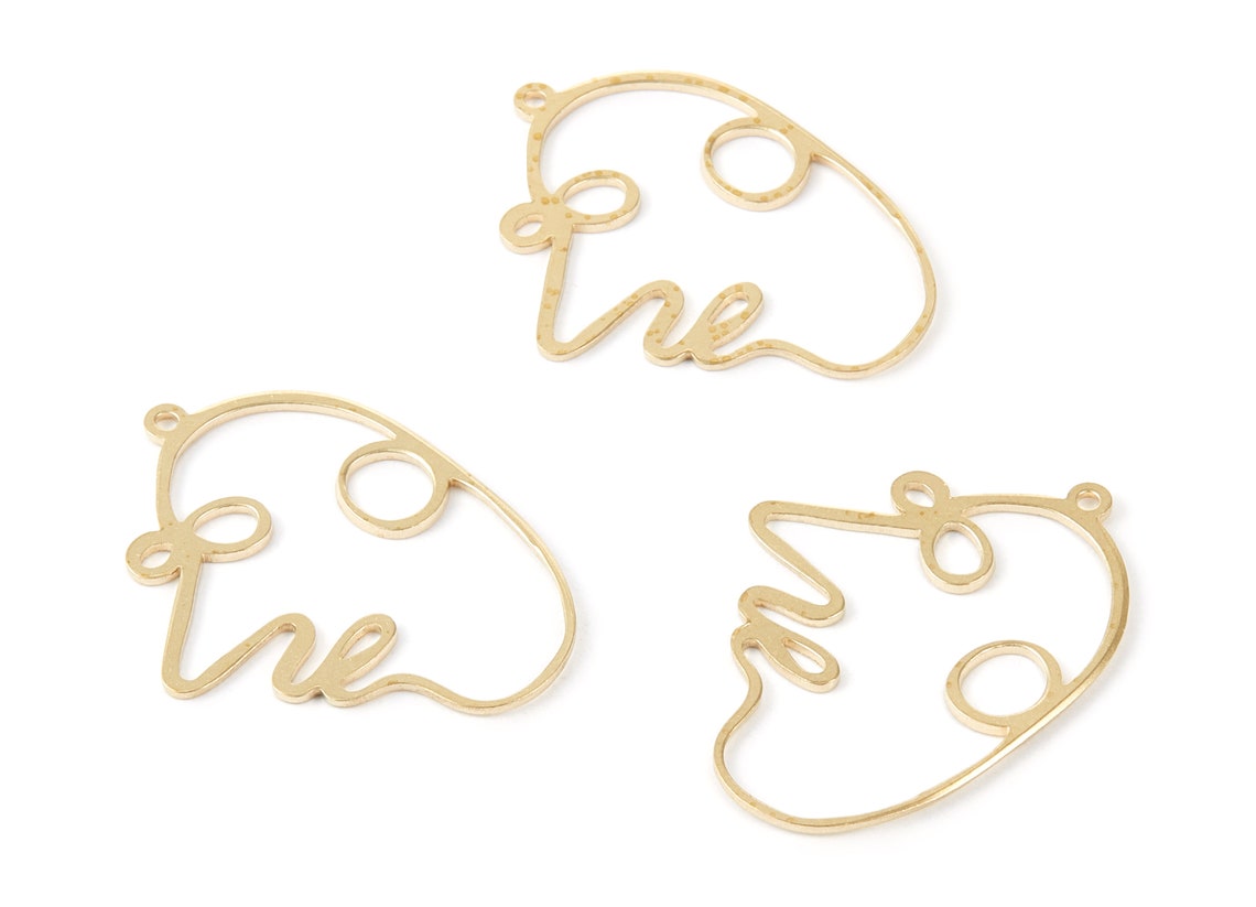 Brass Face Charms Face Shaped Raw Brass Pendant Brass - Etsy