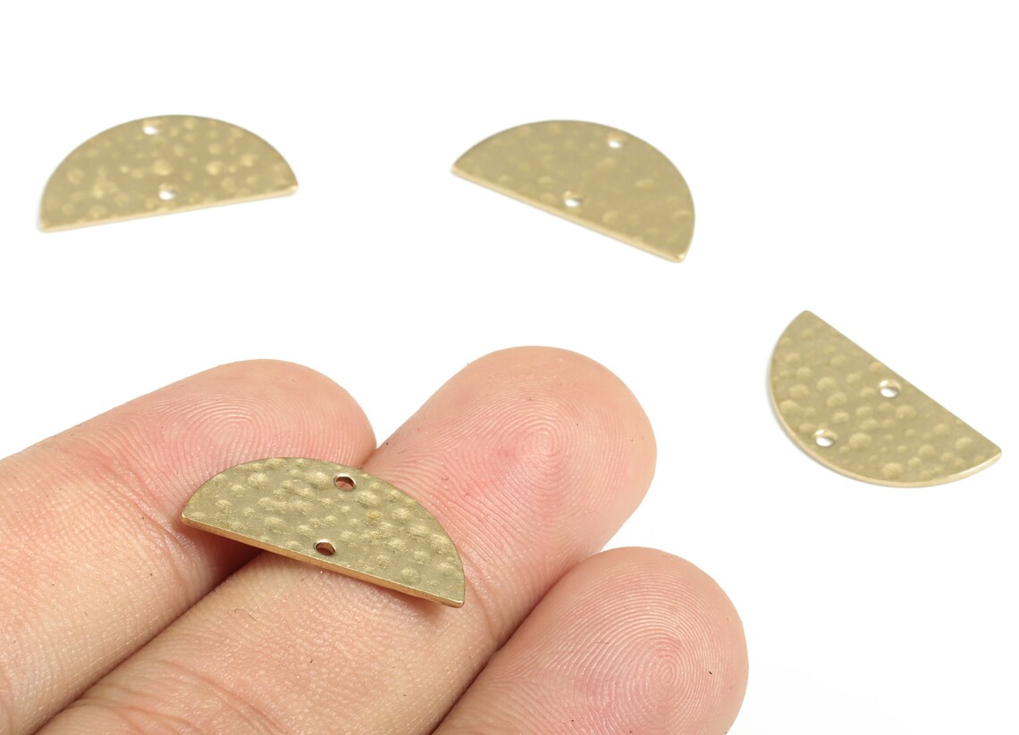 Brass Hammered Half Moon Connector - Raw Brass Semi Circle Earring ...