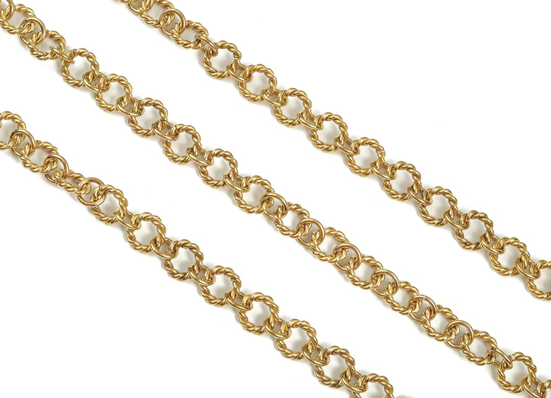 Round Rolo Cable Chain Raw Brass Textured Round Cable Chain Round ...