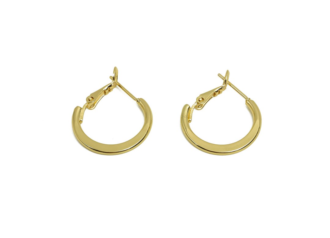 20mm Round Hoop Earring - Brass Clasp Back Earring - Brass Hoop Clasp ...