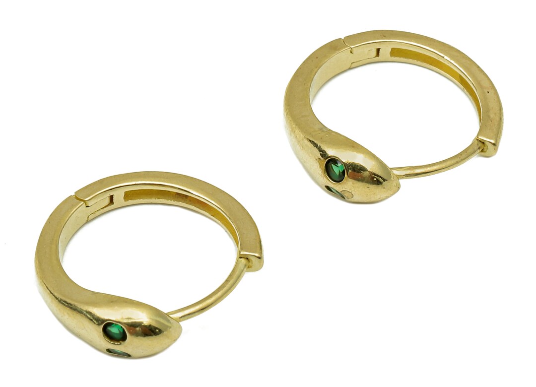 Brass Round Snake Earring Clasp - Raw Brass Hoop Clasp With Zircon ...