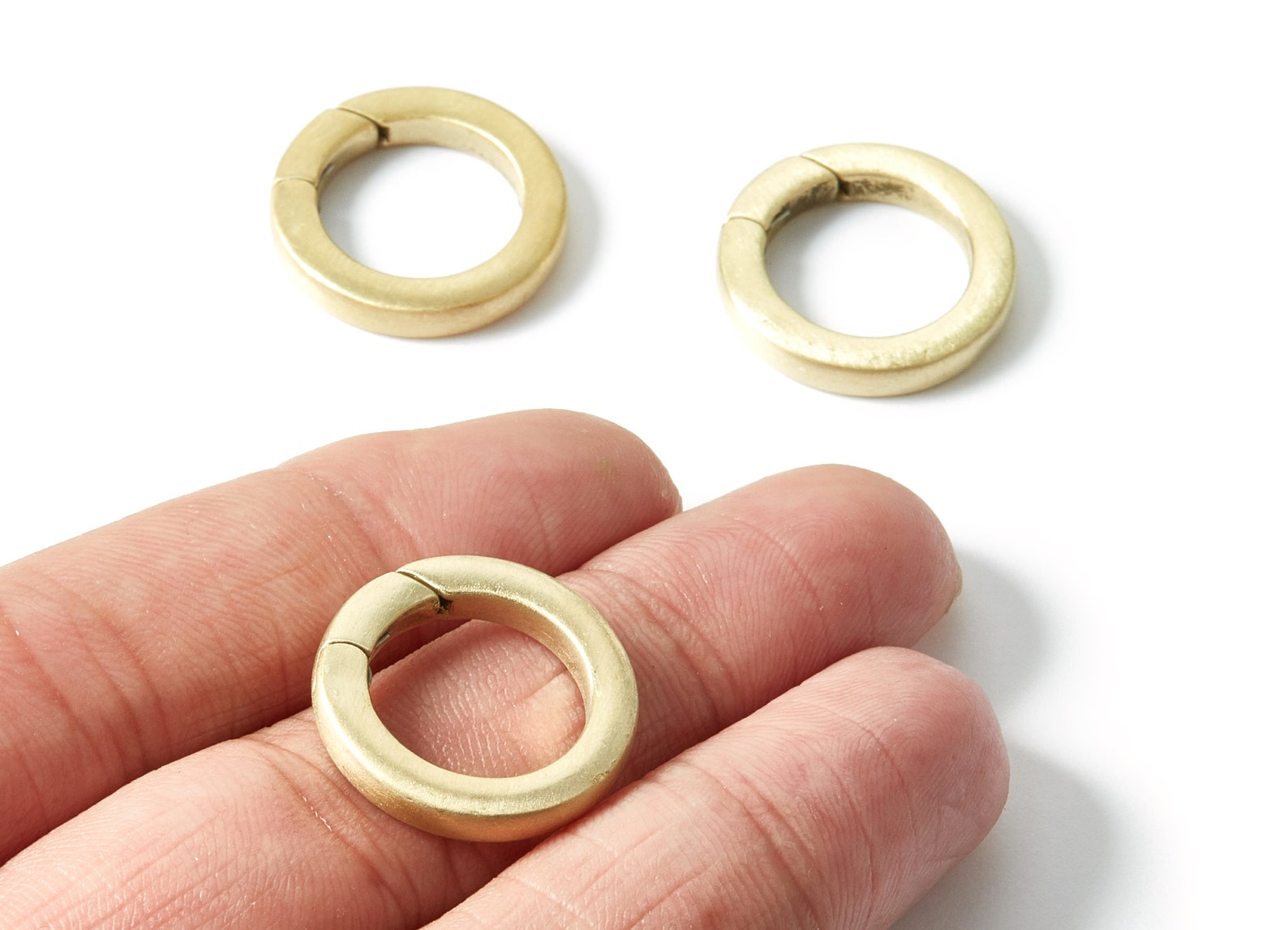 Brass Spring Clasps - Circle Shaped Raw Brass Ring - Open Spring Clasp ...