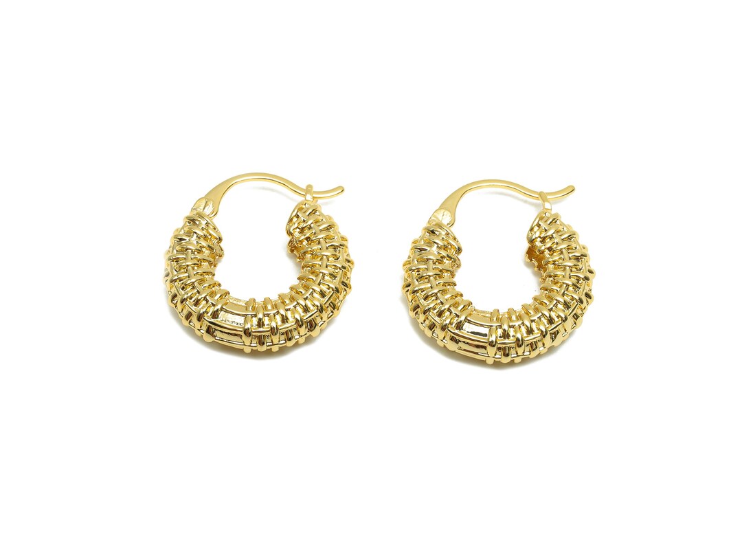 Brass Hinged Earring - for Women's - Brass Textured Thick Hoop Earring ...