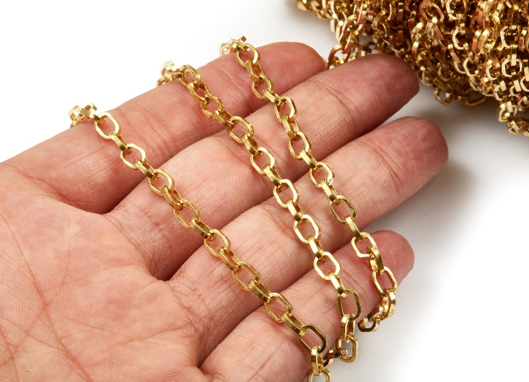 Brass Cable Chain - Raw Brass Chain - Open Link - 0.26" X 0.18" X 0.05 ...