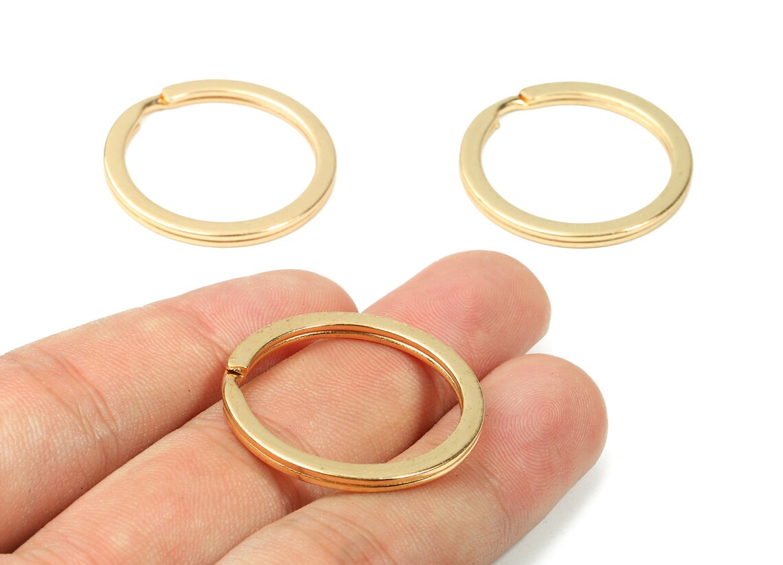 KC Gold Tone Metal Key Rings - Falt Split Rings - Circle Key Rings ...