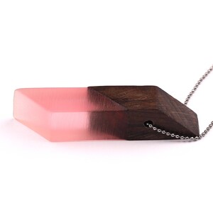 Wood Resin Pendant Natural Monzo Wooden Charms Pink Epoxy Resin ...