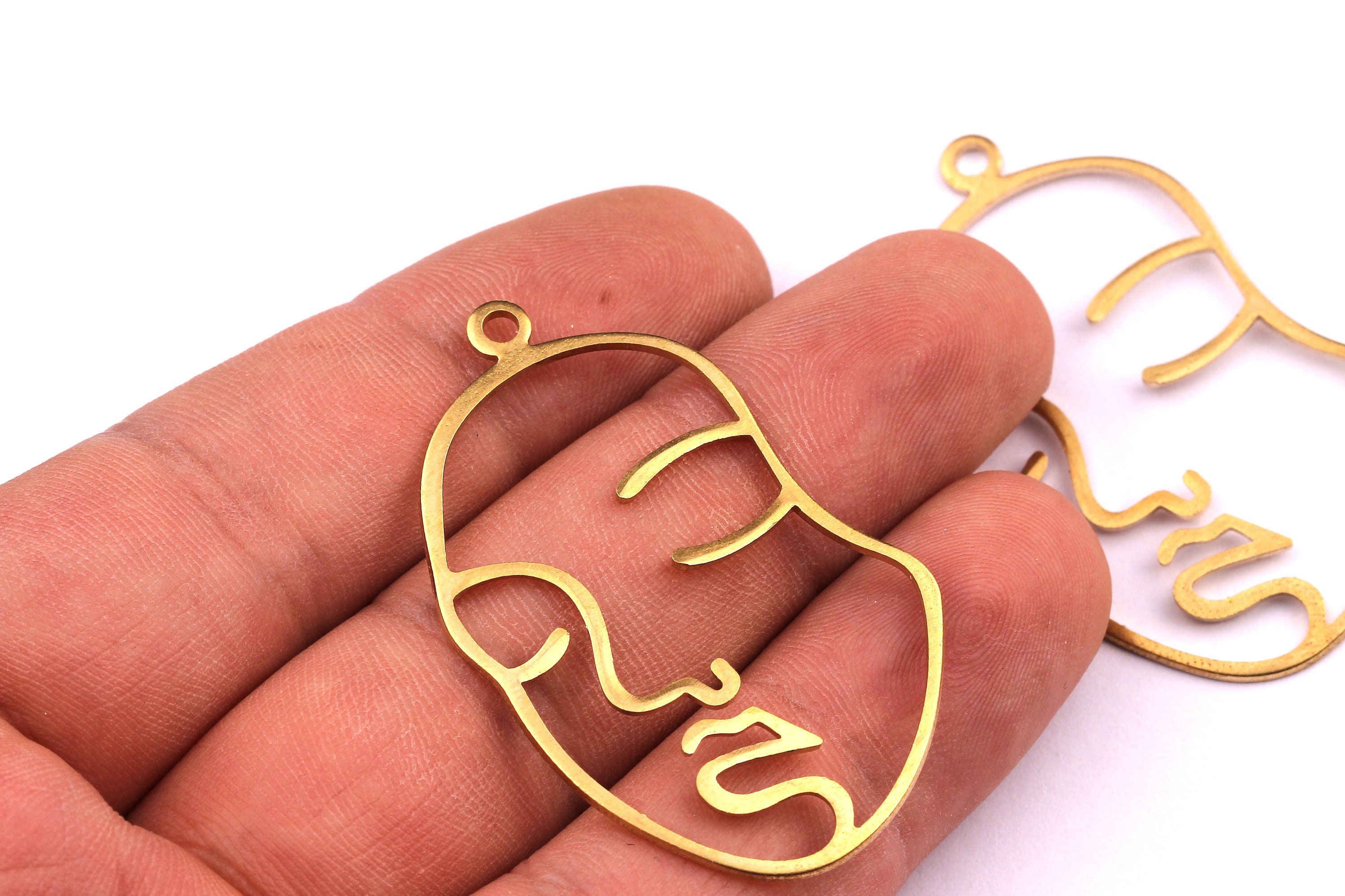 Brass Face Charms - Face Shaped Raw Brass Pendant - Jewelry Supplies ...