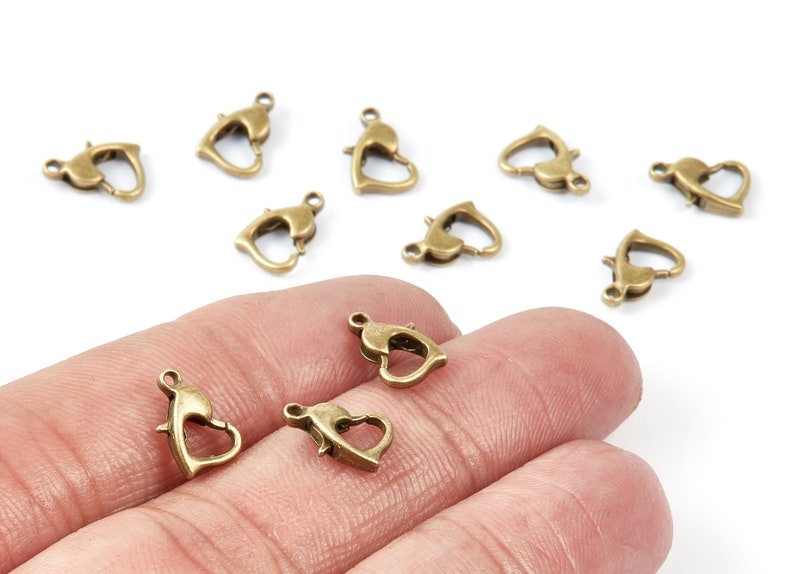 Brass Heart Parrot Clasp - Antique Bronze Tone Plated - Brass Heart ...