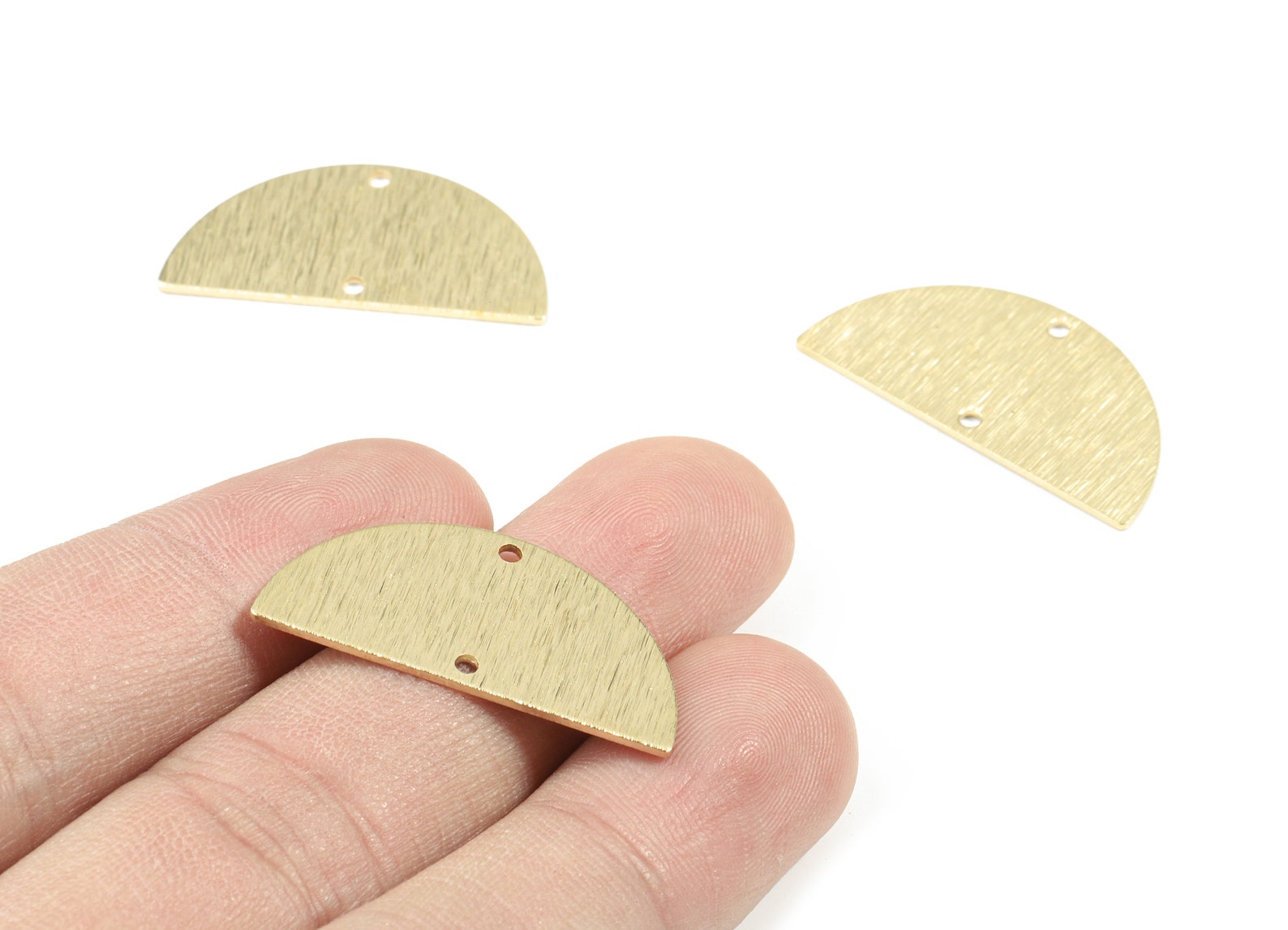 Brass Semi Circle Connector - Raw Brass Textured Half Moon Connector ...