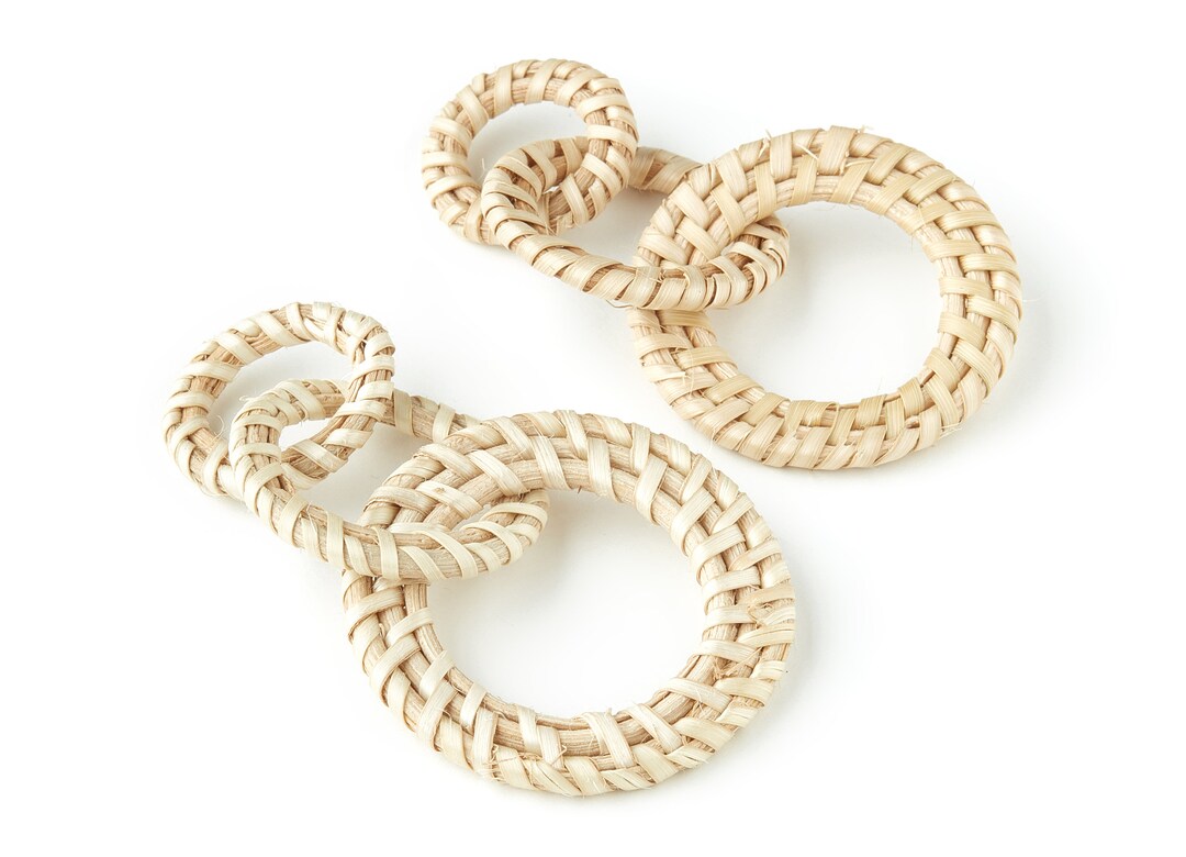 Handwoven Rattan Circle Charms - Circle Rattan Earrings and Pendant ...