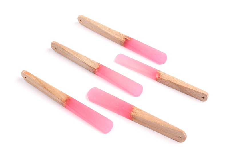 Epoxy Cherry Wood Pendant Pink Stick Shaped Epoxy Pendant - Etsy