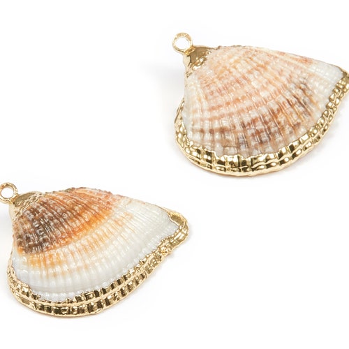 Mussel Shell Charms Seashell Earrings and Pendant Gold - Etsy