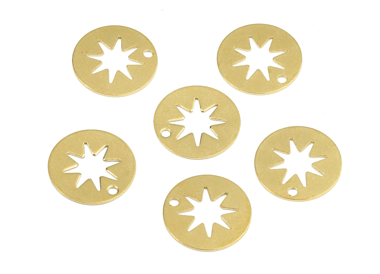 Brass Star Charms Raw Brass Round Earrings and Pendant - Etsy