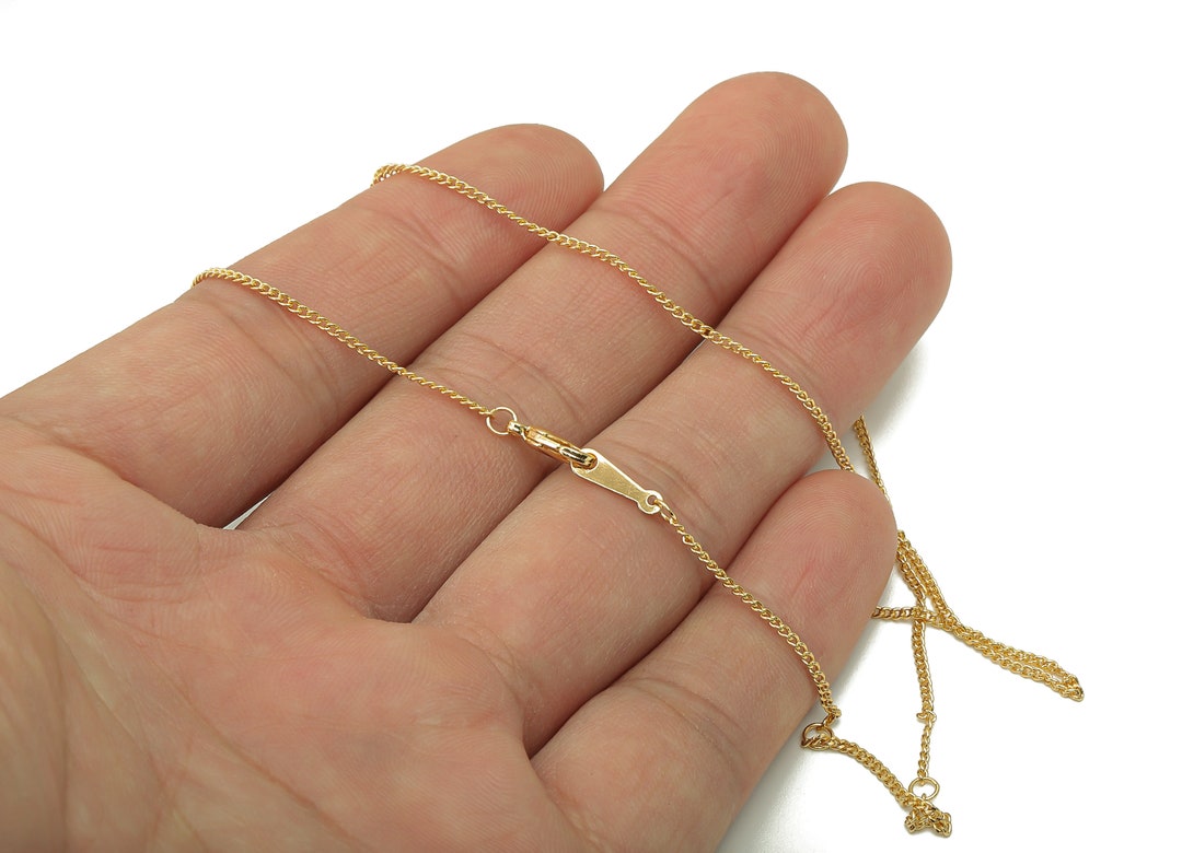 50cm Finished Chain - Mini Curb Chain - Brass Curb Chain -for Necklace ...