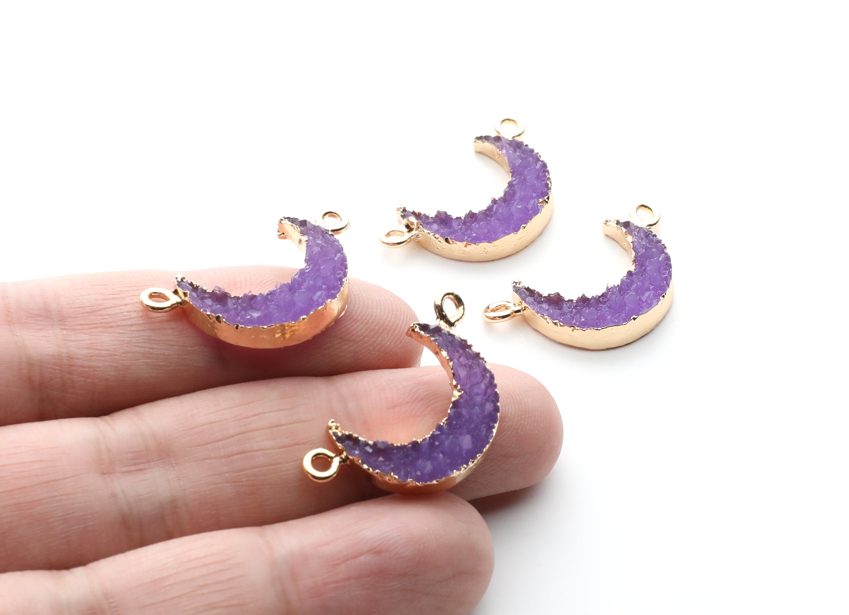 Druzy Bracelet and Necklace Charms Purple Resin Copper - Etsy