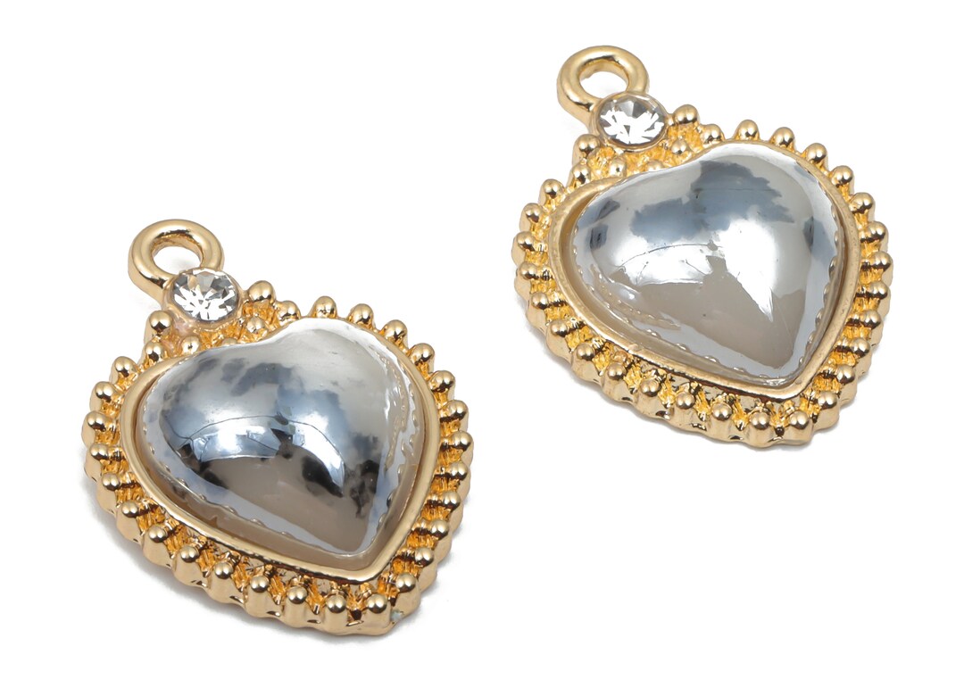 Ceramics Glass Heart Loop Earring Charms Alloy Heart Pendant KC Gold ...