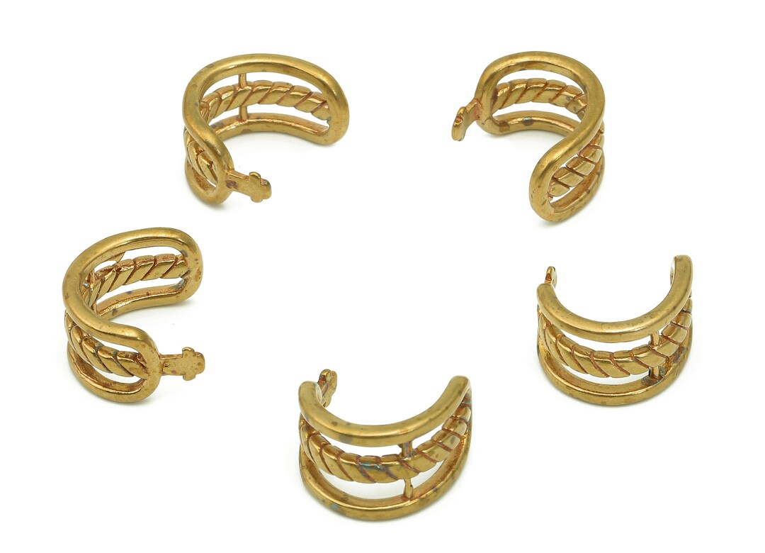 Brass Wide Semicircle Hoop Ring - Raw Brass Crescent Ear Cuff - Huggie Hoop Cuff Earring ...