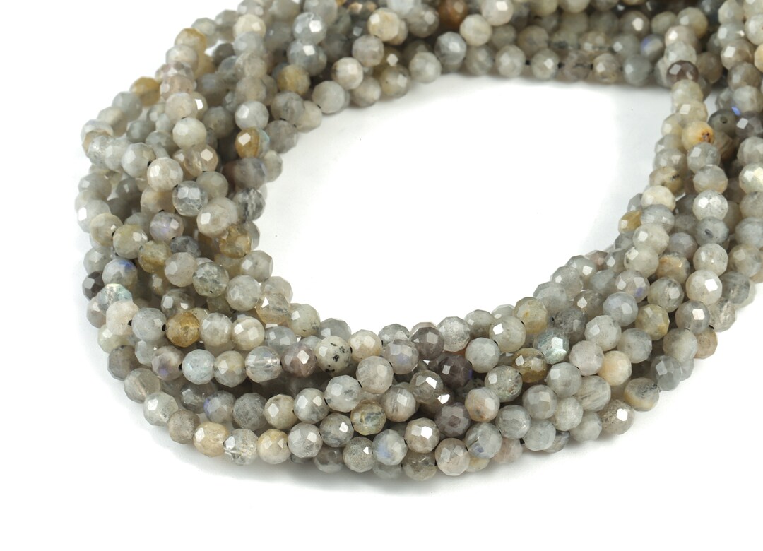 Labradorite Natural Stone Round Beads 4mm - 15.5 Inch - Faceted Round ...