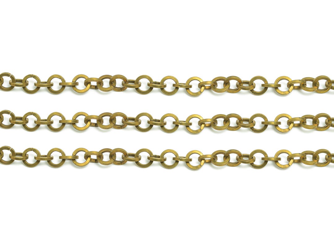 Flat Round Link Cable Chain - Raw Brass - Unsoldered - Brass Cable ...