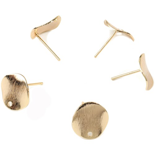 Brass Round Earring Stud Gold Circle Earring Post 18K Real | Etsy