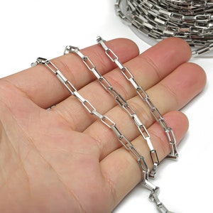 Steel Box Chain - 304 Stainless Steel Box Chain - Silver Tone Open Link ...