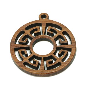 Mahogany Wood Round Charm - Coffee Color Circle Earring - Hollow ...