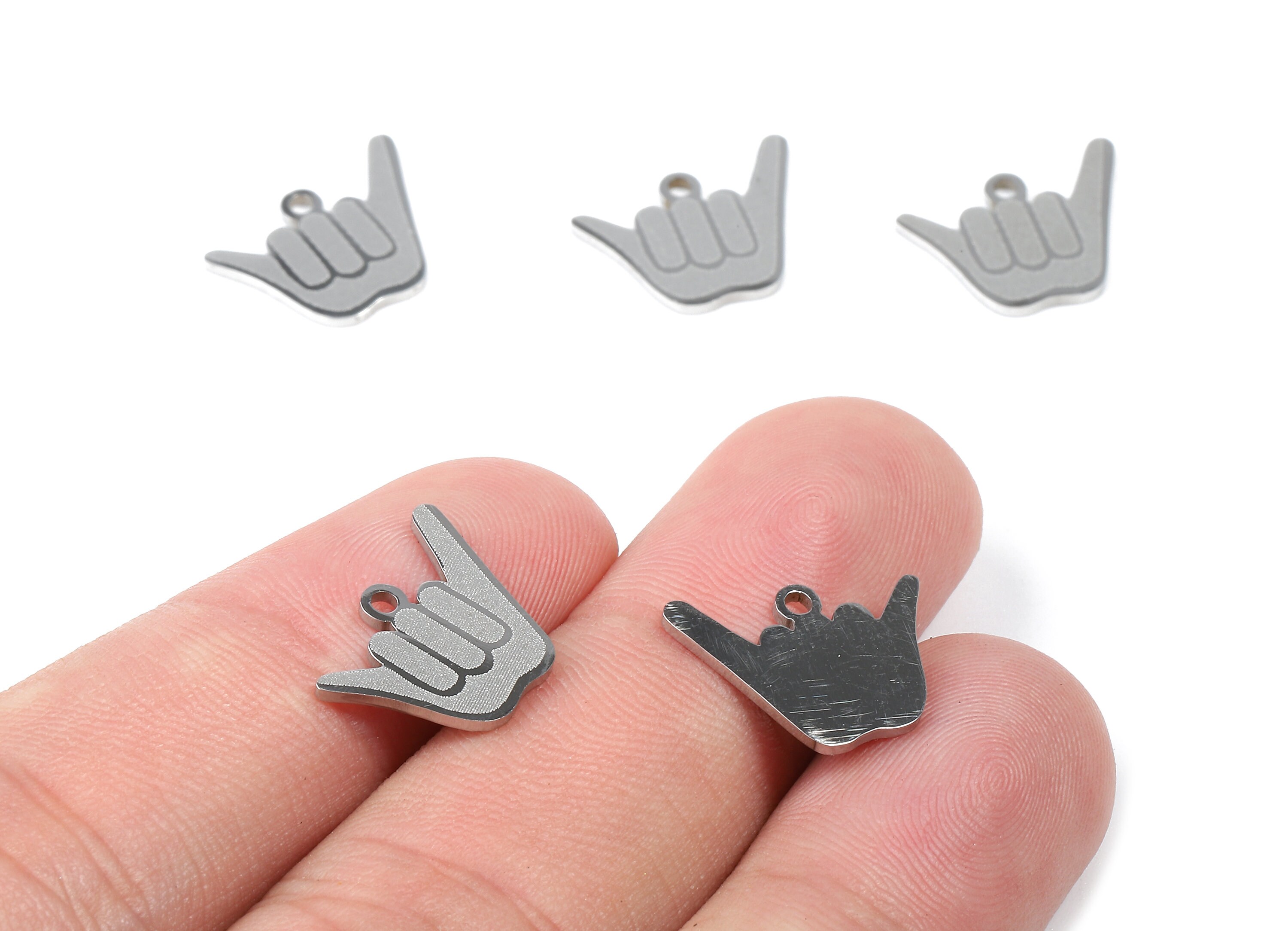 Stainless Steel Hand Sign Charms Hang Loose Charms Hand - Etsy