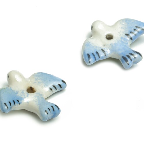 Glazed Ceramic Bird Beads Carved Bird Beads Handmade Beads - Etsy