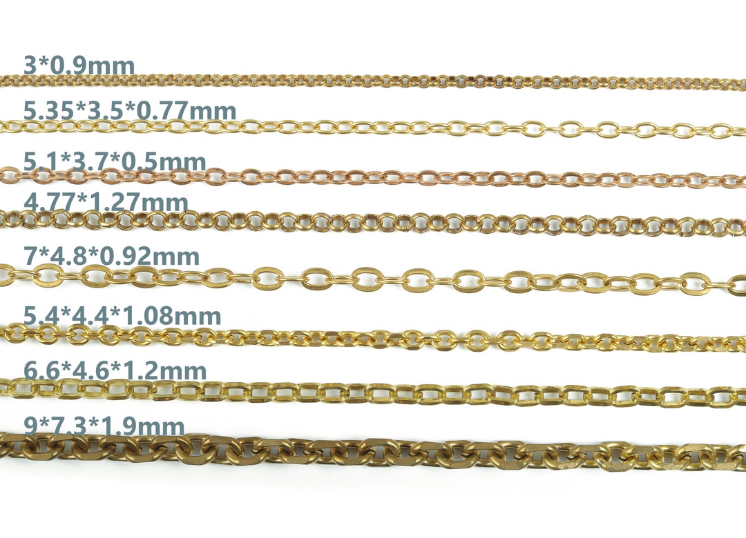 Flat Cable Chain - Raw Brass Rolo Chain - Open Link Chain - Faceted Raw ...