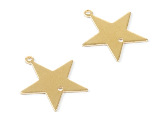 Brass Star Charms Star Shaped Raw Brass Pendant Connectors | Etsy