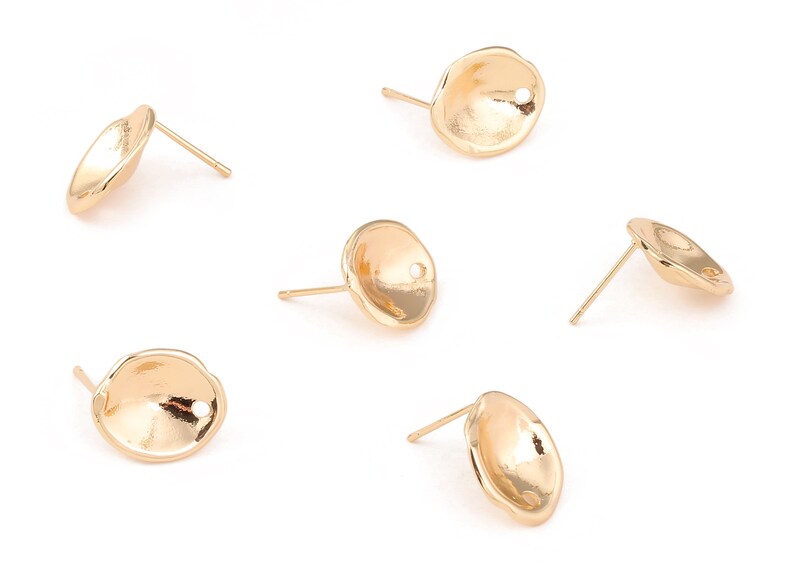 Brass Round Earring Posts Brass Round Earring Stud 18K | Etsy