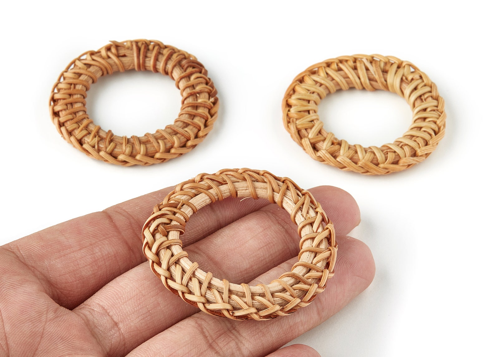 Handwoven Circle Rattan Charms - Circle Rattan Earrings and Pendant ...