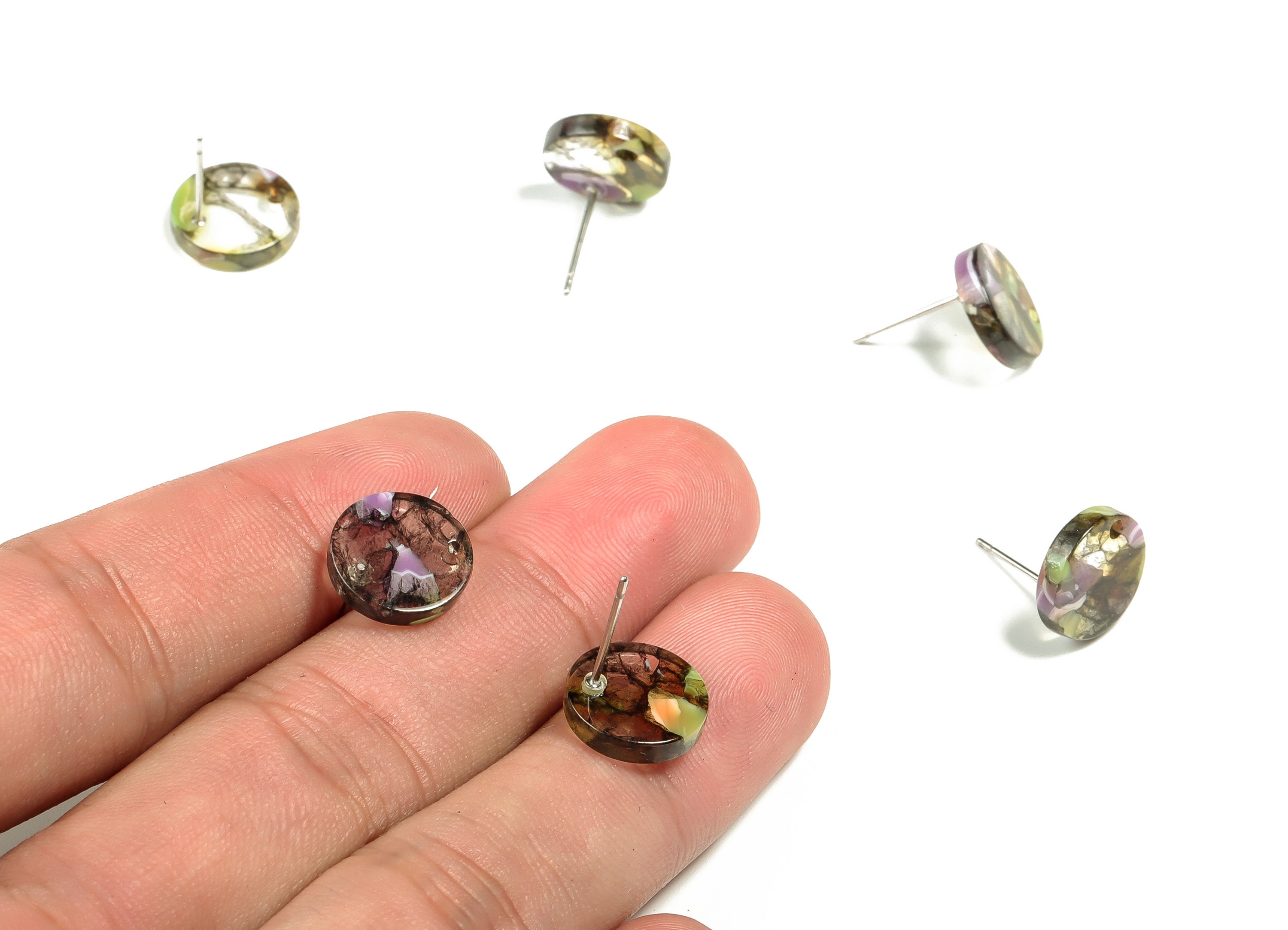 Acetate Round Earring Stud - Round Earring Post and Stud - Earring ...