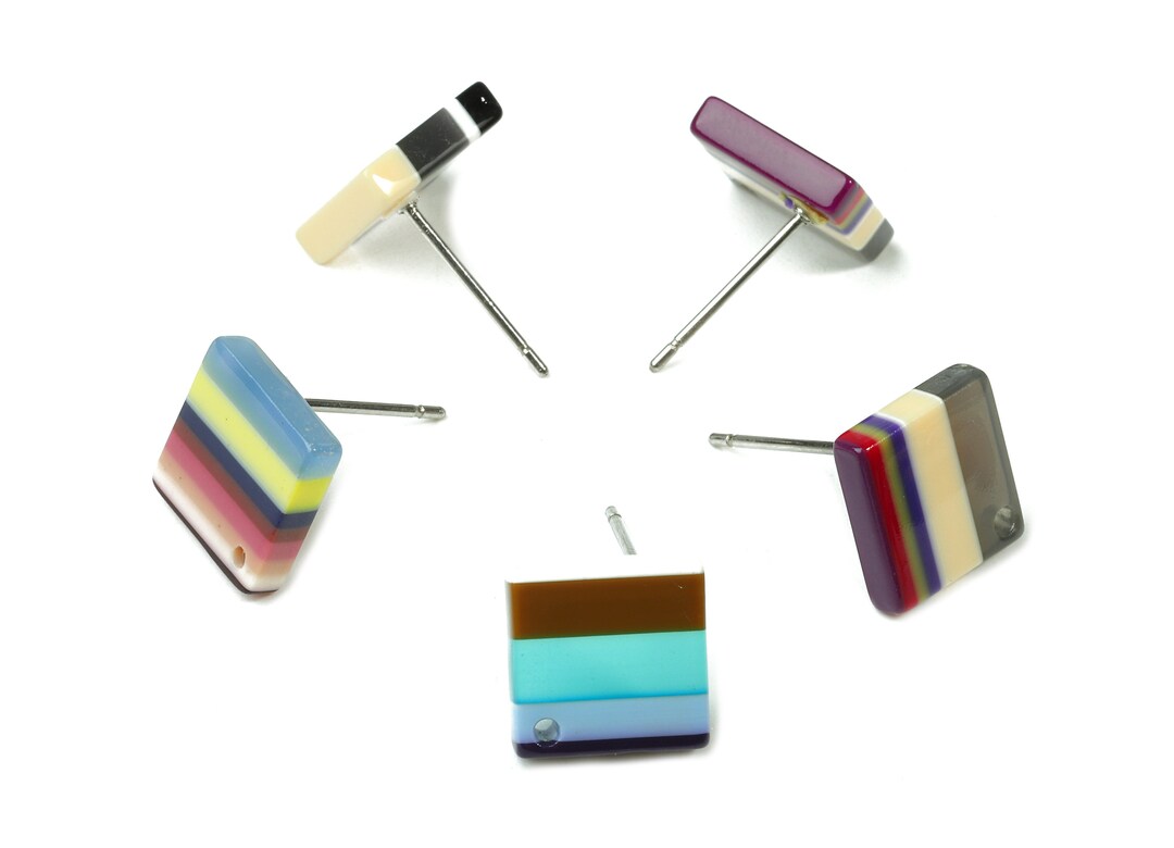 Acetate Square Earring Post - Acetate Square Earring Stud - Acetate ...