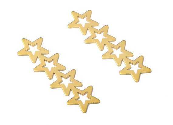 Brass 4 Star Connectors Raw Brass Star Earrings and Necklace | Etsy