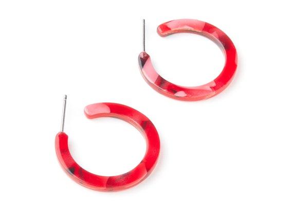 Open Hoop Earrings Stud 1 Inch Hoop Earring Bordeaux - Etsy