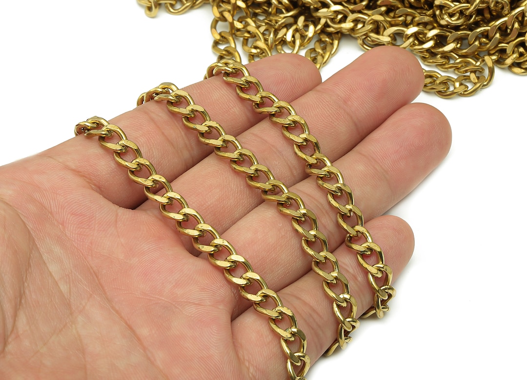 Brass Curb Chain - Raw Brass Faceted Chain - Open Link Curb Chain ...