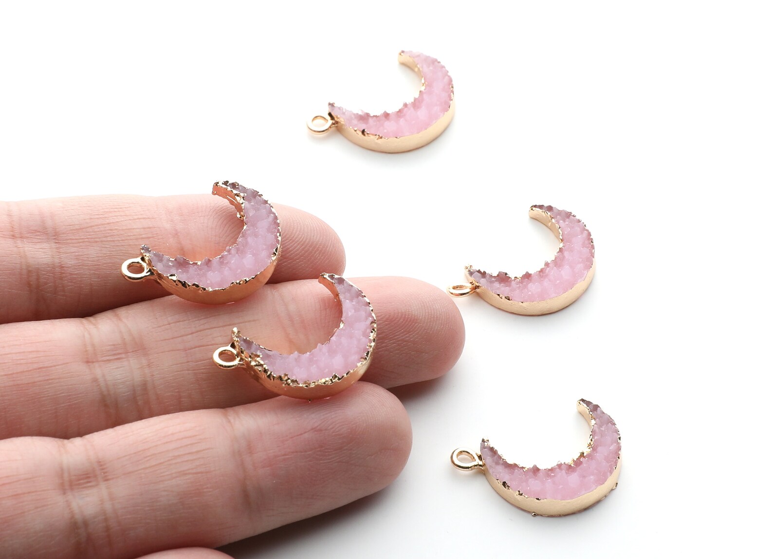 Druzy Earring Charms Light Pink Resin Copper Earrings for - Etsy