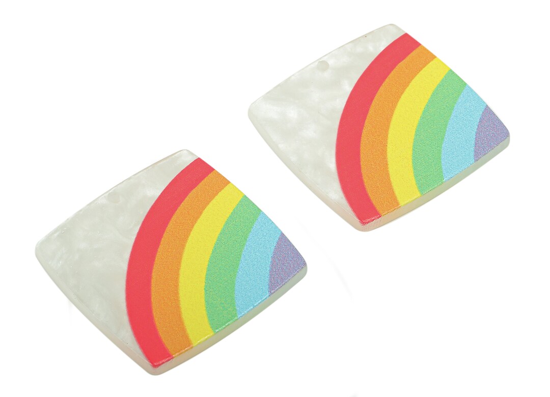 Acrylic Rainbow Square Earring Charm - Acrylic Rainbow Square Earring ...