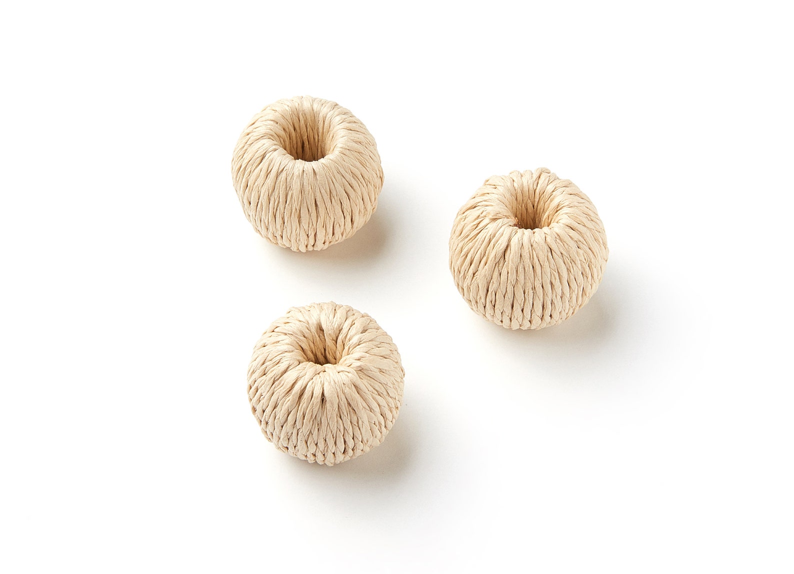 Handwoven Paper Rope Earrings - Ball Shaped Paper Rope Pendant - Wooden ...