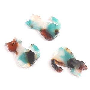 Acetate Cat Charms - Cat Earrings and Pendant - Earring Findings ...