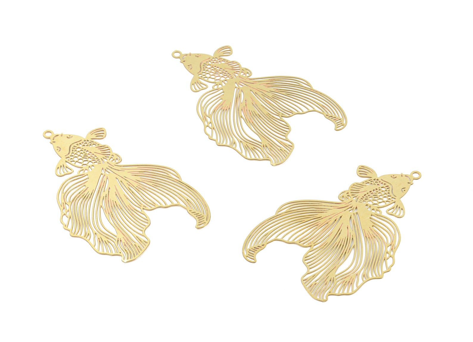 Brass Goldfish Earring Charms Raw Brass Goldfish Pendant for | Etsy