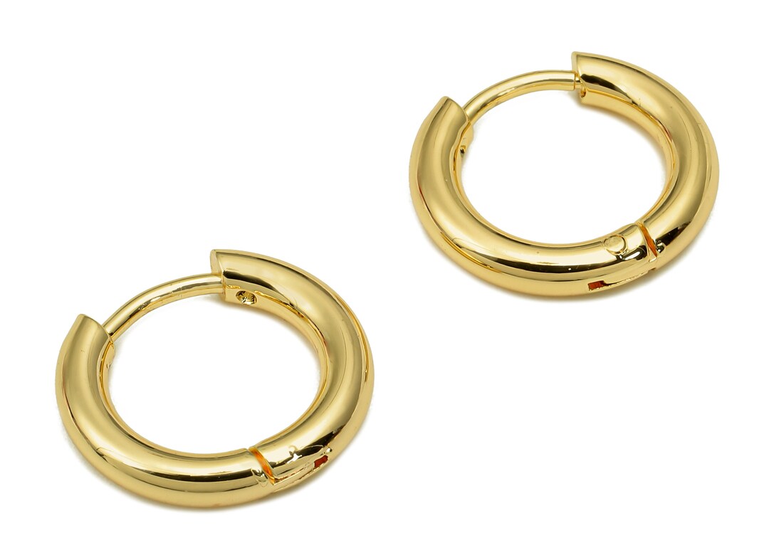 Steel Circle Earrings Clasps - Gold Thick Round Hoop Earrings - Huggie ...
