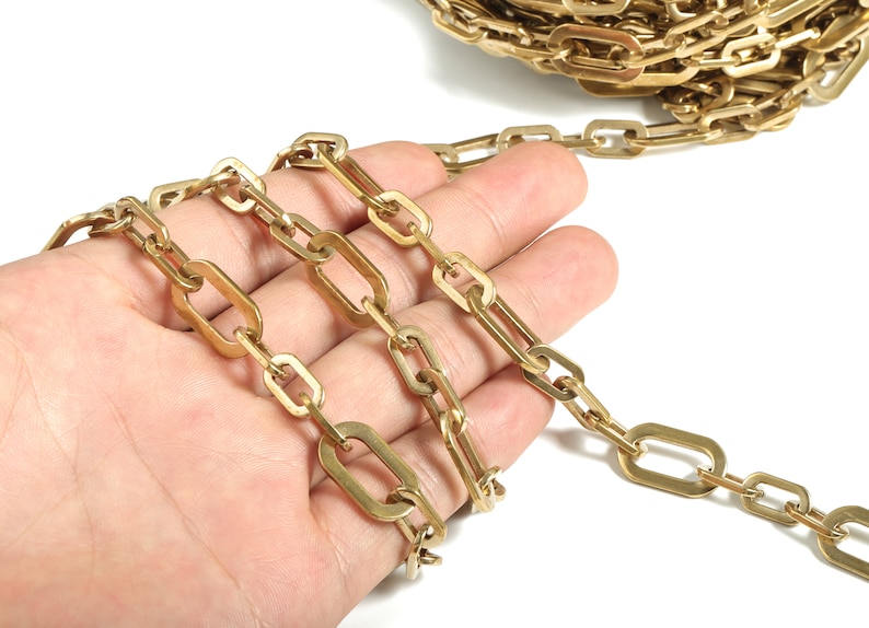 Oval Rectangle Paper Clip Layering Chain Raw Brass Openlink - Etsy
