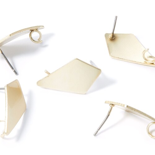 Iron Earring Stud Gold Tone Plated Diamond Shaped Earring - Etsy