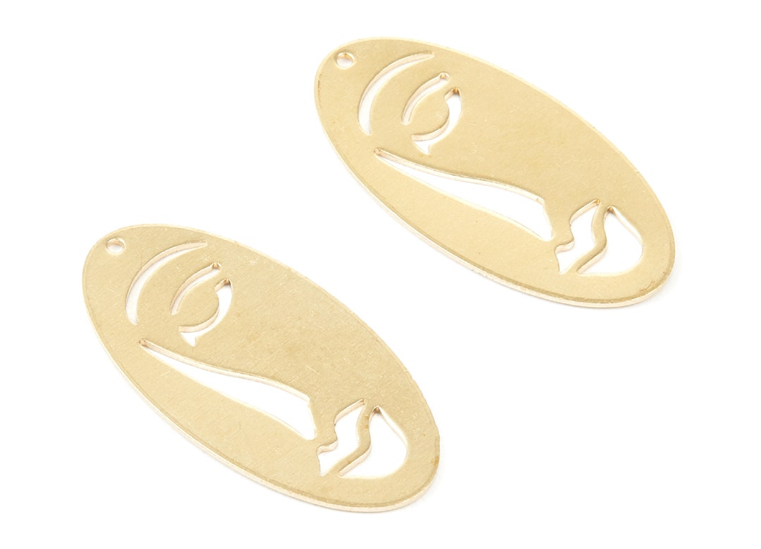 Brass Face Charms Face Shaped Raw Brass Pendant Brass Earring Findings ...
