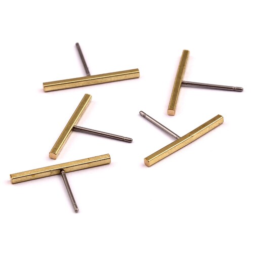 Rectangle Bar Stud Raw Brass Flat Bar Stud Stainless Steel - Etsy