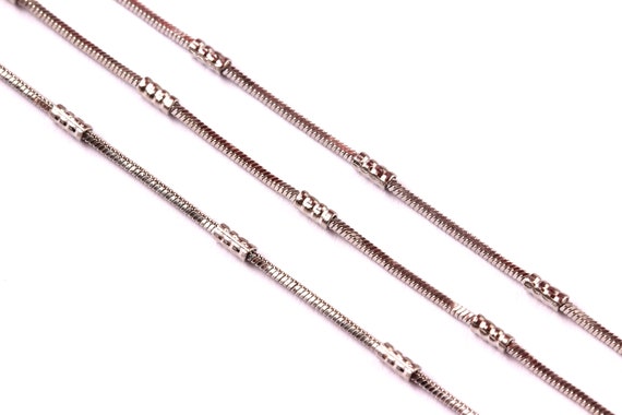 Bar Satellite Cube Snake Chain brass Chain Silver Plated | Etsy