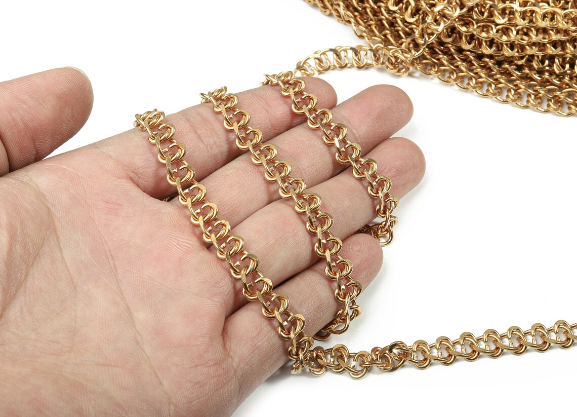 Greek Key Brass Chain - Raw Brass Meander Chain - Unsoldered Open Chain ...